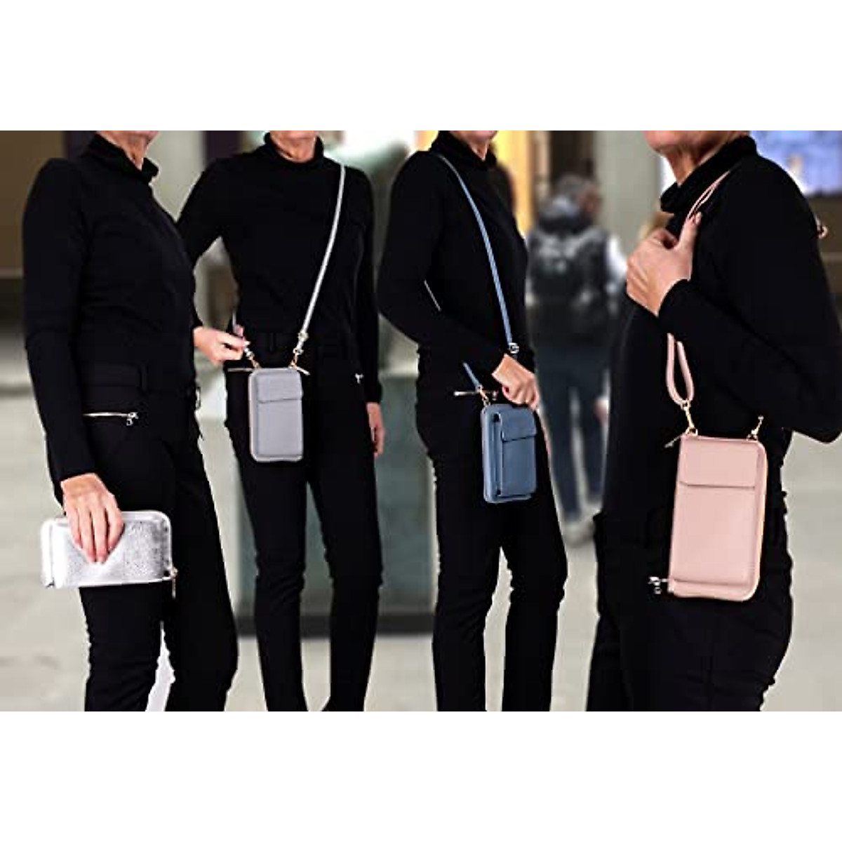 PRIMO SACCHI Womens Cell Phone & Wallet Crossbody Purse Dark Tan Italian Leather