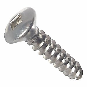 #10 x 1-3/4" Oval Head Sheet Metal Screws, Square Drive, Stainless Steel 18-8, Full Thread, Bright Finish, Self-Tapping, Type A, Quantity 50 by Fastenere
