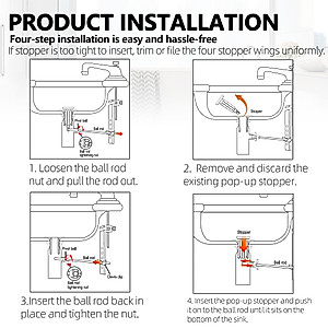 Calvana (2-Pack) Bathroom Sink Pop-Up Stoppers - with Brushed Nickel Finish - Fits Most Pop-Up stoppers Design 1-3/8” Cap Outer Diameter, 4-1/2 Overall Height - with 2 Mounting Holes and Gasket Seal