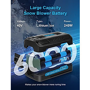 6.0Ah Replacement for Snow Joe 40V Battery IBAT40XR Battery Compatible with Snow Joe Battery 40V Snow Blower
