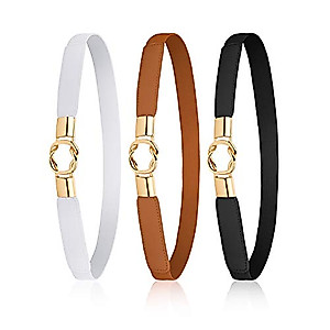 3 Pieces Women Skinny Waist Belt Elastic Thin Belt Waist Cinch Belt for Women Girls Accessories (Medium)