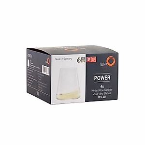 Stolzle Lausitz Power German Made Crystal Stemless White Wine Glass, Set of 4