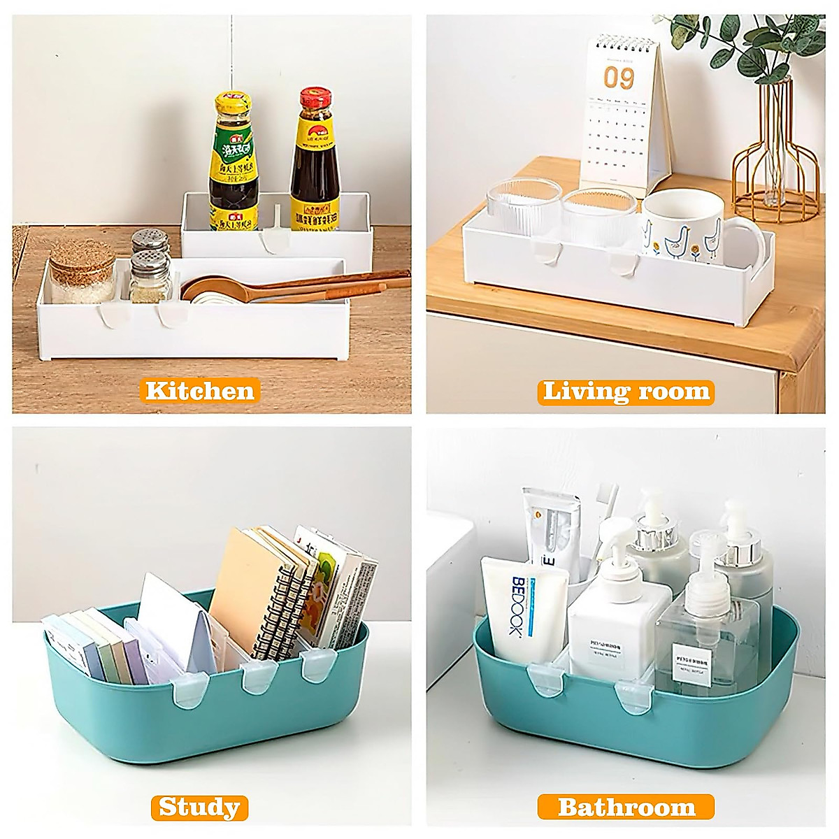 Nokiils 12 Pcs Fridge Door Organizer, Adjustable Snap-on Refrigerator Door Organizer, Fridge Dividers Retractable Separators for Home Kitchen Office Supplies (Transparent), BXFGB-011