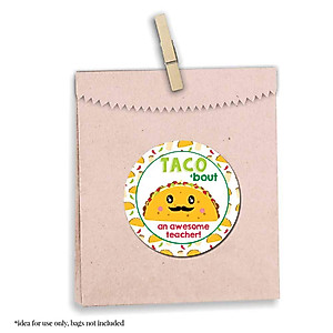 Taco ‘Bout an Awesome Teacher Appreciation Thank You Sticker Labels, 40 2" Party Circle Stickers by AmandaCreation, Great for Envelope Seals & Gift Bags