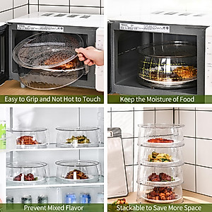 Microwave Splatter Cover for Food, Splash Guard Lid with Handle, Bug-resistant Cover for Food, Food Heating Cover, Easy to Wash & Food Grade Plastics (Tall & Short, 2-Pack)