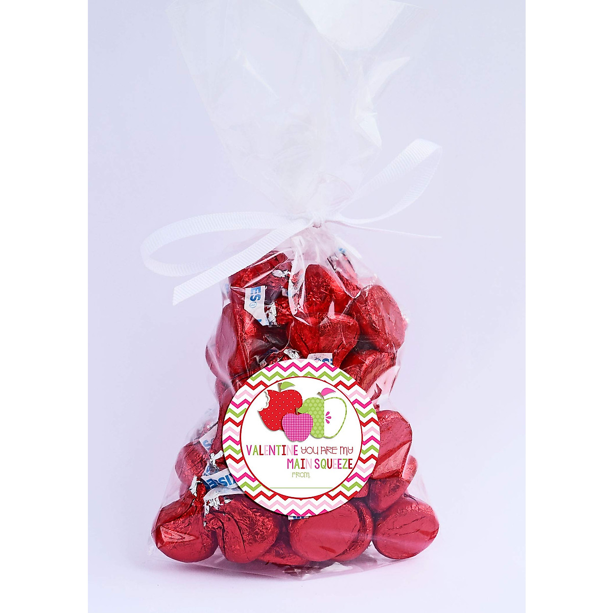 Main Squeeze Apple-Themed Valentine Party Favor Sticker Labels, 40 2" Party Circle Stickers by AmandaCreation, Great for Classroom Valentines, Envelope Seals, Gifts & Treats