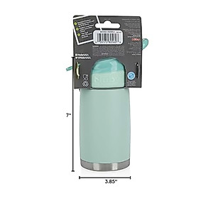 Nuby Thirsty Kids No Spill Flip-It Reflex Stainless Steel Travel Cup or Water Bottle - 10 Oz - 18+ Months - Aqua Mint