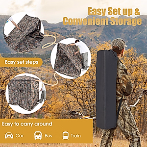 HAPPYGRILL Hunting Ground Blind for 2-3 Person, 270° See Through Hunting Blind with Storage Bag, Panoramic Window, Silent Window Slide, Portable Pop Up Blind Hunting Tent