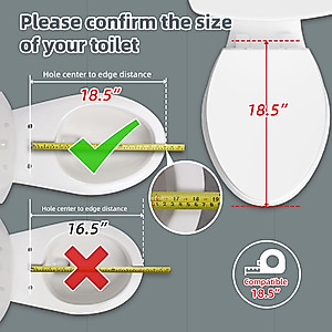 Ccbello ELONGATED toilet seat risers for seniors, Slow Close, Elevated toilet seat, Heavy Duty, Never Loosen, Raised toilet seat elongated bowl, White(18.5”)