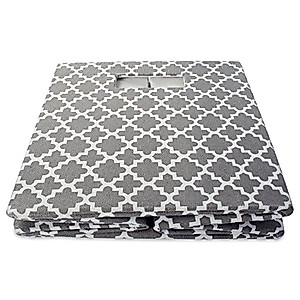 DII Hard Sided Collapsible Fabric Storage Container for Nursery, Offices, & Home Organization, (13x13x13") - Lattice Gray