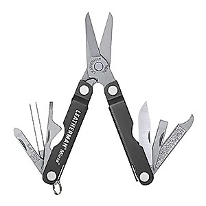 LEATHERMAN, Micra Keychain Multitool with Spring-Action Scissors and Grooming Tools, Stainless Steel, Built in the USA, Gray