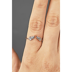 Dfine Jewelry Store Marquise Cut Moissanite Diamond Wedding Band for Women Open Curved Ring Enhancer Guard Promise Bridal Engagement Stack 925 Sterling Silver Size 6.5