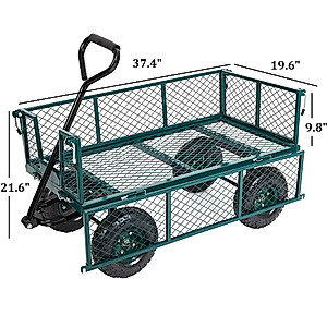 Dporticus Four-Wheel Trailer Large Folding Wagon Side Cart 560lbs Load Capacity, Handling Truck Pull for Outdoor Garden Warehouse Beach