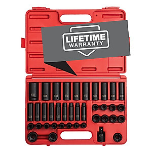SUNEX TOOLS 2669, 1/2 Inch Drive Master Impact Socket Set, 39-Piece,, 9mm-30mm, Standard/Deep, Cr-Mo Steel, Radius Corner Design, Dual Size Markings, Heavy Duty Storage Case