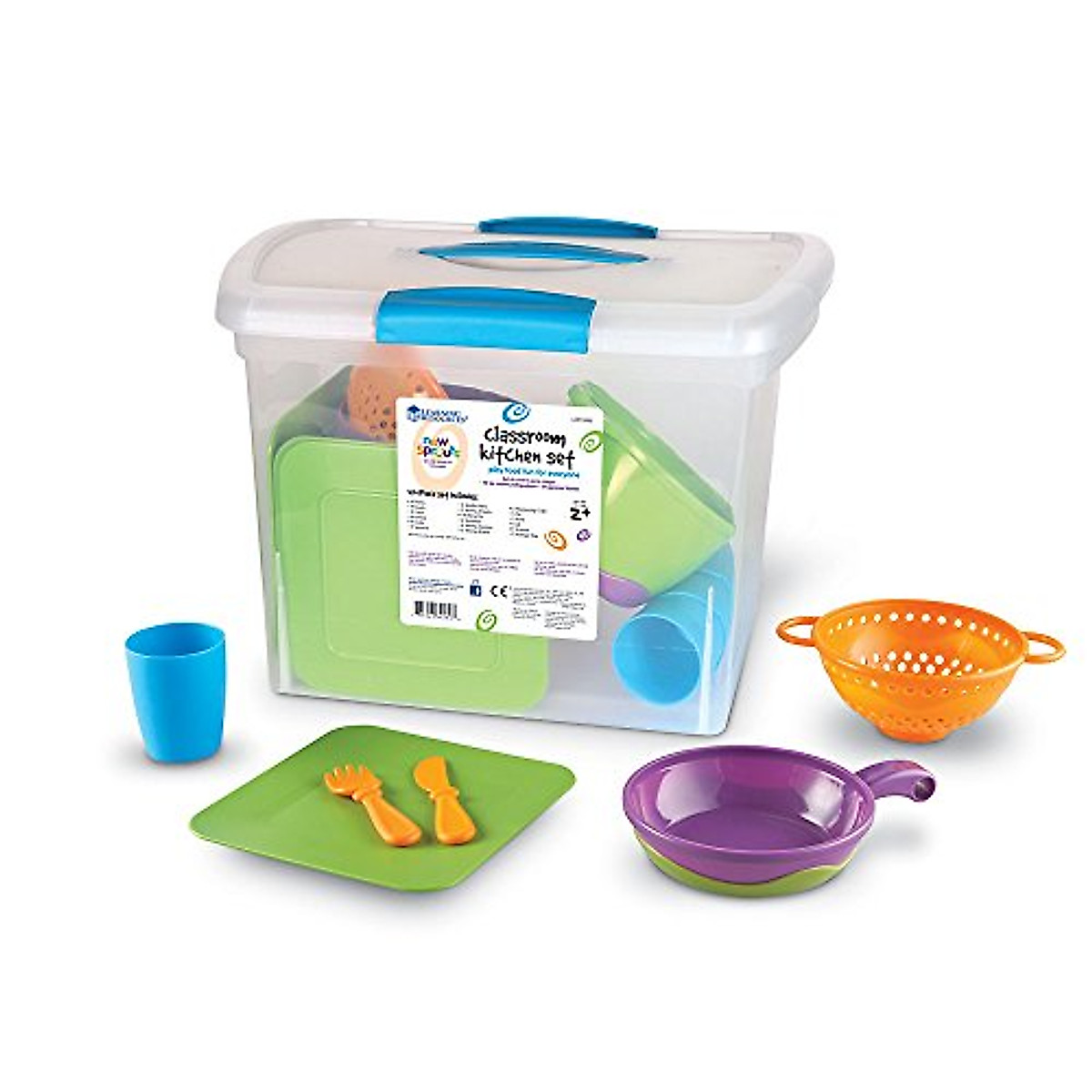 Learning Resources New Sprouts Classroom Kitchen Set - 45 Pieces, Ages 2+ Pretend Play Food for Toddlers, Preschool Learning Toys, Kitchen Play Toys for Kids