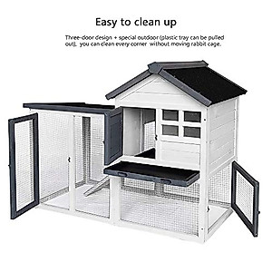 XINAIER Rabbit Hutch Wood House Pet Cage for Small Animals Chicken Coop Wooden Rabbit Hutch Outdoor Garden Backyard Hen House Wood Pet House Poultry Cage