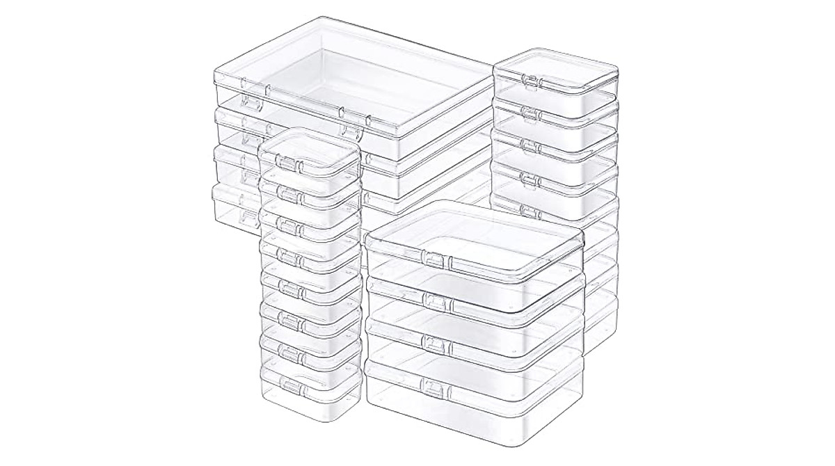 Jutieuo 24 Pack Mixed Sizes Rectangular Mini Plastic Containers Clear ...