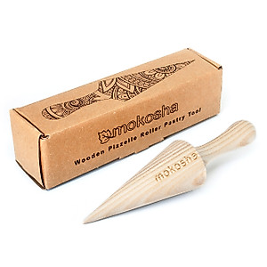 Mokosha Wooden Pizzelle Roller Krumkake Pastry Ice Cream Waffle Cone Baking Tool for Larger Molds Treats, 2x7