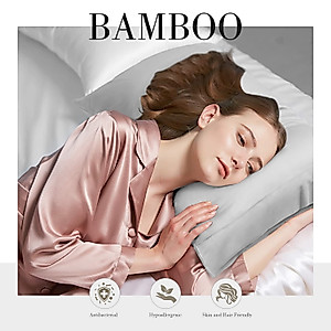 WishSmile Cooling Pillowcases Queen Pillow Cases Set of 2,Hair and Skin Friendly,Light Grey,20x30 inches