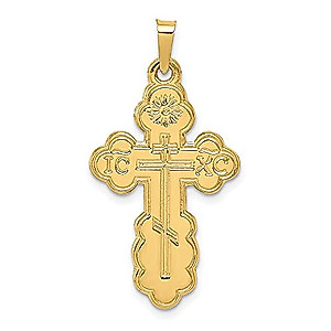 Diamond2Deal 14k Yellow Gold Eastern Orthodox Cross Pendant Fine Jewelry for Women (L- 34 mm, W- 18 mm)