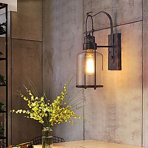 XUANIIIL Farmhouse Wall Sconces Lighting, Industrial Rustic Porch Wall Lamp Fixture with Clear Glass Shade, Exterior Retro Lantern Wall Light for Outdoor/Indoor/Bedroom