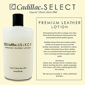 Cadillac Select Leather Lotion Cleaner and Conditioner- for Handbags, Sofas, Jackets, Furniture, Purses, and More