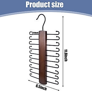 BigOtters Wooden Tie Rack, Tie Hanger for Men Closet Hanging Space Saving Holder 20 Hooks 360 Degree Rotating Tie Organizer for Belt Scarf Tie