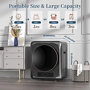 Zynkez Portable Clothes Dryer, 110V Electric Compact Laundry Dryer with Stainless Steel Tub for Apartments, Dorms, RVs (Grey)