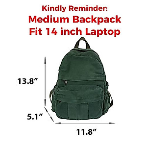 GAI Mini Canvas Backpack College School Bag Travel Daypack Grunge Aesthetic Boho Hippie Purse (One Size,Green)