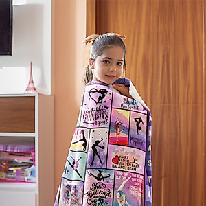 Mosslink Gymnastics Lovers Kids Blanket Gymnast Gifts for Girls Teens Women Birthday Gifts for Gymnast Ultra Soft Flannel Fleece Warm Cozy Lightweight Throw Blankets for Home Bed Sofa 50"x 40"