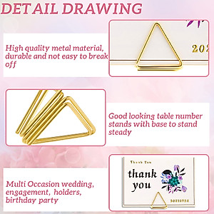 60 Pieces Table Number Holder Place Card Holder Christmas Party Wedding Triangle Shape Table Card Holder Photo Picture Holder Stand Clip for Wedding Baby Shower, Suitable for Small Card(Gold)