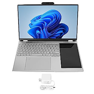 FOLOSAFENAR HD Laptop, Backlit Keyboard 4.2 15.6inch Laptop 100-240V 2.4G 5G WiFi Double Screen Up to 2.9GHz with 7in IPS Screen for Windows 11 for Home (16GB+1TB US Plug 100‑240V)