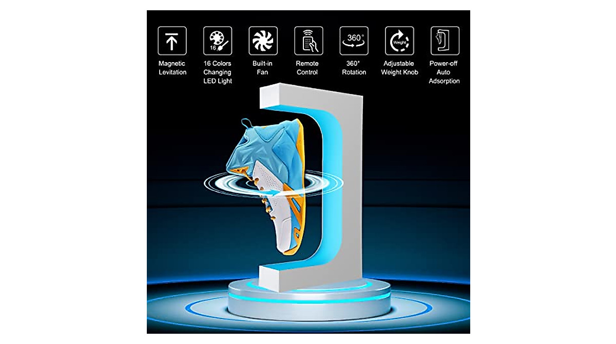 JEHUPA Levitating Shoe Display - Floating Sneaker Rack with LED Lights
