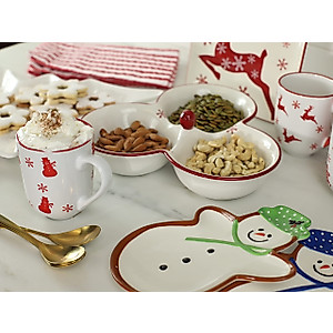 Euro Ceramica Winterfest Collection 4 Piece Mug Set | Festive Assorted Parttern | Stoneware Mugs Set |Hand-Stamped Holiday Design, Red & White Assorted Holiday Patterns| Winterfest nGift Set