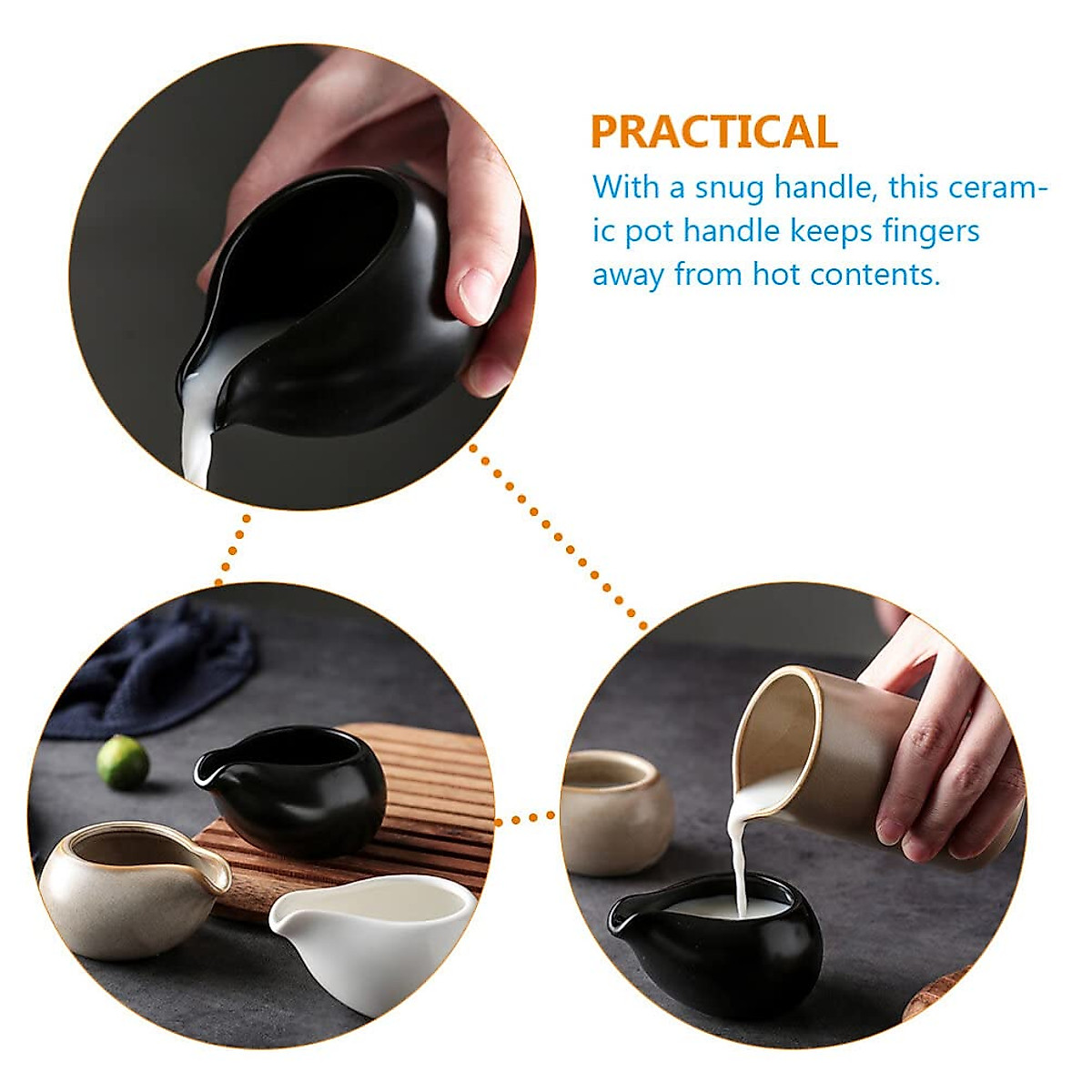 Angoily Mini Creamer Pitcher Mini Creamer Pitcher Sauce Pitcher Gravy Boat Small Milk Kettle With Dripless Lip Spout For Gravy, Warming Sauces, Salad Dressings, Milk