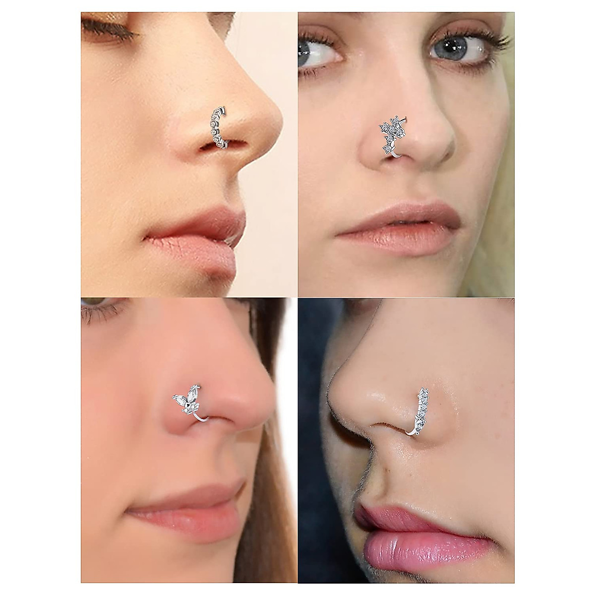 Vsnnsns 20G Nose Rings Hoop Mix Color Nose Piercing Jewelry Stainless Surgical Steel Daith Rook Cartilage Helix Earrings Hoop Ear Nose Septum Rings Body Piercing Jewelry for Women Men 8mm