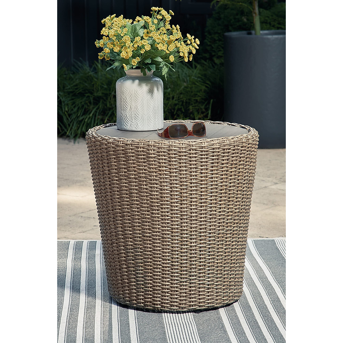Signature Design by Ashley Danson Bohemian Outdoor End Table, Light Brown