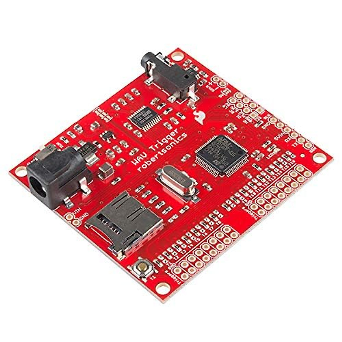 SparkFun WAV Trigger Play Uncompressed Audio Files 16-bit Files at 44.1kHz On-Board Mono Audio Amplifier Speaker Connector 14 Parallel Stereo Tracks Polyphonic MIDI Control 16 Trigger inputs Micro SD