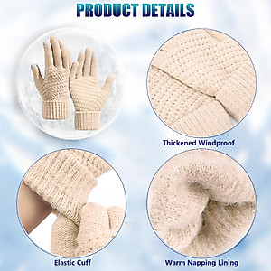 Trifabricy Womens Winter Gloves - Warm Soft Touchscreen Winter Gloves for Women, Elastic Cuff Knit Texting Gloves for Cold Weather, 2 Pairs