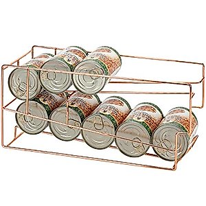 MyGift Modern Copper Tone Metal Wire Countertop or Pantry Can Holder Organizer Storage Dispenser Rack