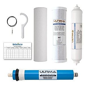Ultima 4-Stage Reverse Osmosis Universal Under Sink Water Filter Replacement Cartidges with 50 GPD Reverse-Osmosis Membrane and 1 Quick Connect Post Filter