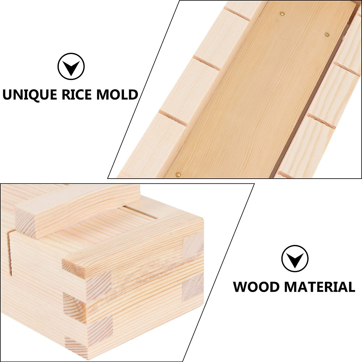 DOITOOL Sushi Making Kit, Rectangular Wooden Sushi Press Mold, Sushi Maker Wooden Musubi Maker Press at Home or Kitchen