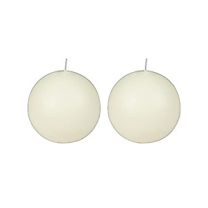 Zest Candle 2-Piece Ball Candles, 4-Inch, Pale Ivory