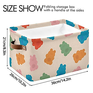NFMILI Gummy Bear Storage Basket, Fabric Storage Cubes Bins, Open Home Storage Bins with Handles, Foldable Cubes Closet Organizer Boxes 14.2 x 10.2 x 8.3 in (Large - 2 Pack)