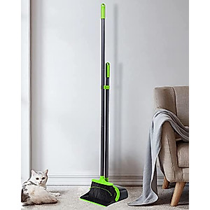 Broom and Dustpan Set, Broom and Dustpan, Broom and Dustpan Set for Home, Upgrade 52" Long Handle Broom with Stand Up Dustpan Combo Set for Office Home Kitchen Lobby Floor Use, Dust pan and Broom Set
