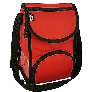 Ensign Peak Deluxe Insulated Lunch Sack with Adjustable Strap, Zipper Pocket and Leak Proof, Red