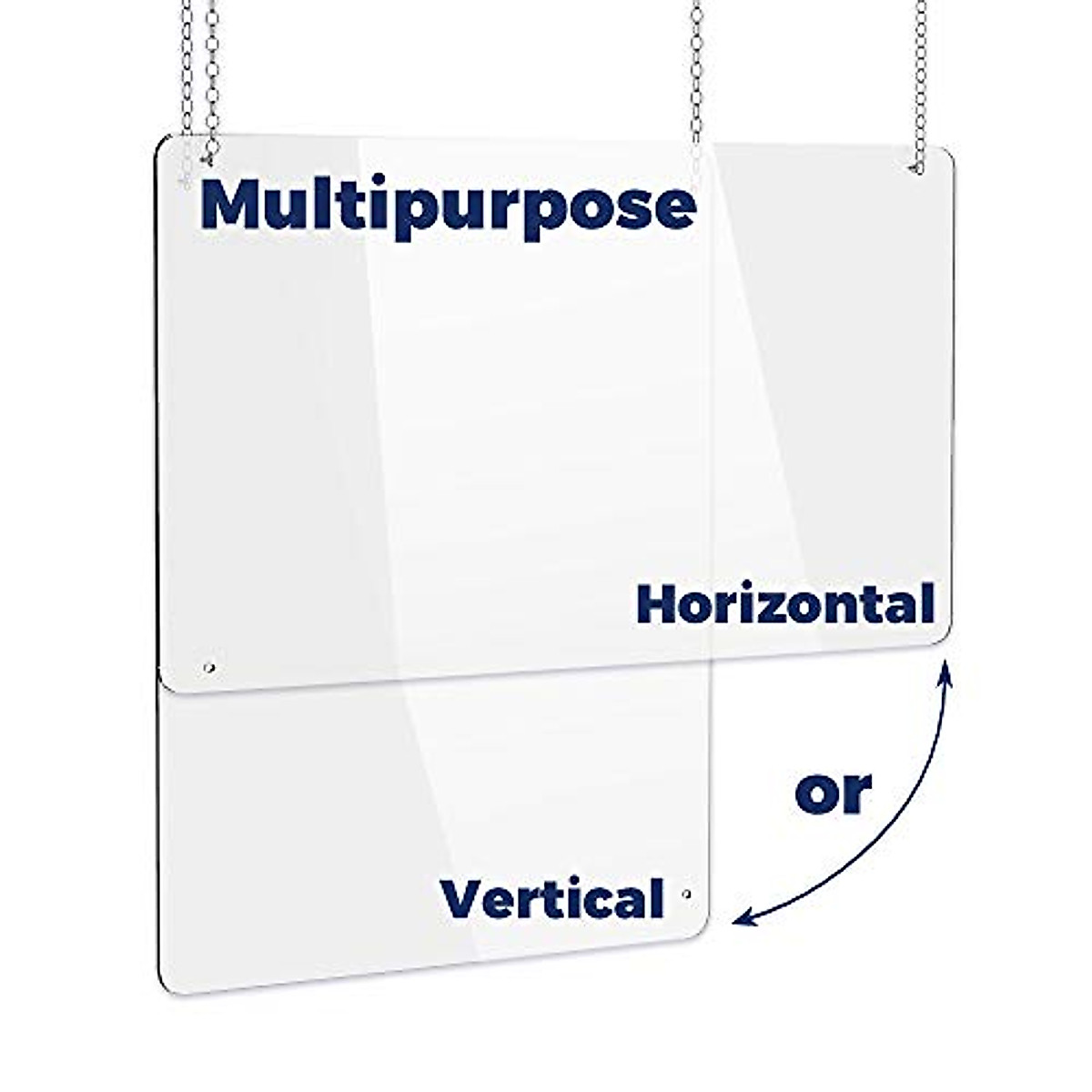 Hanging (24" x 32") Portable Acrylic Plexiglass Sneeze Guard Shield for Counter Barrier from Sneezing Cashier Protection, Multiple Sizes Available
