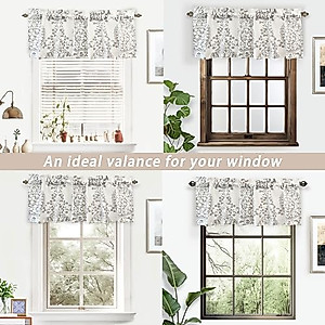 DriftAway Damask Curtains Valances for Windows Farmhouse Style Floral Medallion Patterned Samantha Kitchen Bedroom Livingroom Valance Curtain Single 52 Inch by 18 Inch Plus 2 Inch Header Gray