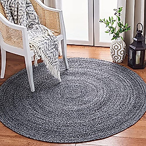 SAFAVIEH Braided Collection 3' Round Charcoal BRD851H Handmade Country Cottage Reversible Area Rug