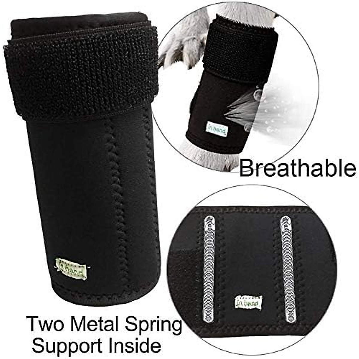 Dog Leg Brace, Pair of Dog Front Leg Compression Brace Canine Leg Wrap with Metal Strips & Safety Reflective Straps, Protects Wounds Brace Heals and Prevents Injuries and Sprains